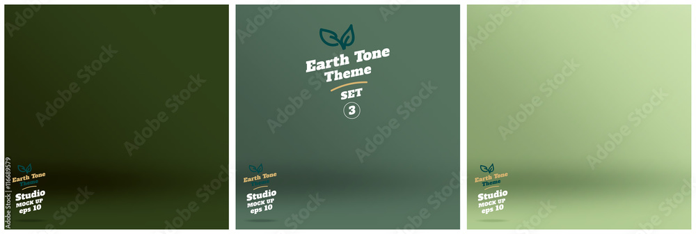 Vector,set of Empty earth tone green color lighting studio room Stock ...