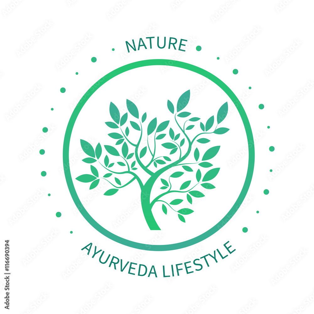Green circle tree with leaves vector logo design template isoletad on ...