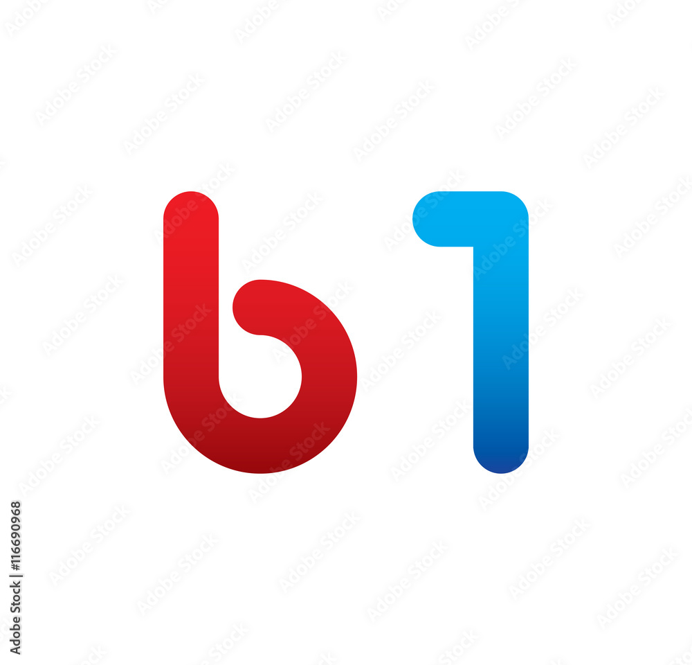 b1 logo initial blue and red Stock Vector | Adobe Stock