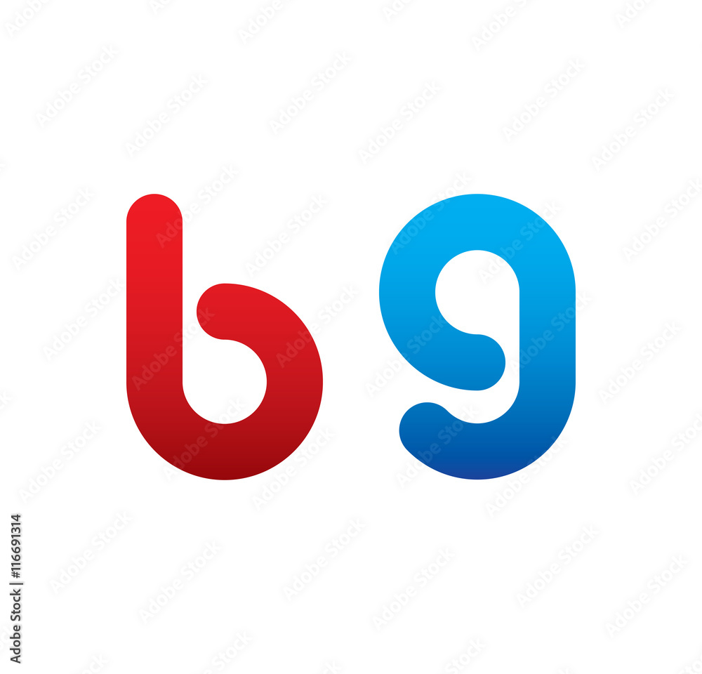 b9 logo initial blue and red Stock Vector | Adobe Stock