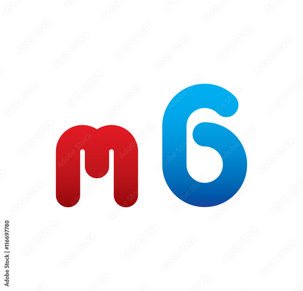 m6 logo initial blue and red Stock Vector | Adobe Stock