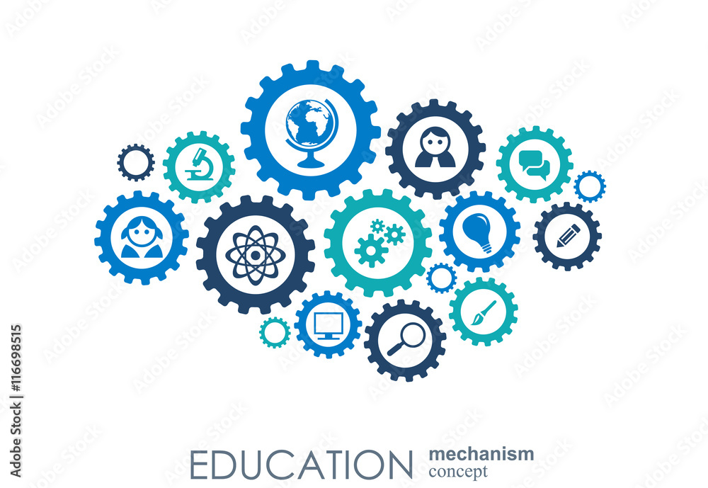 Education network. Hexagon abstract background with lines, polygons ...