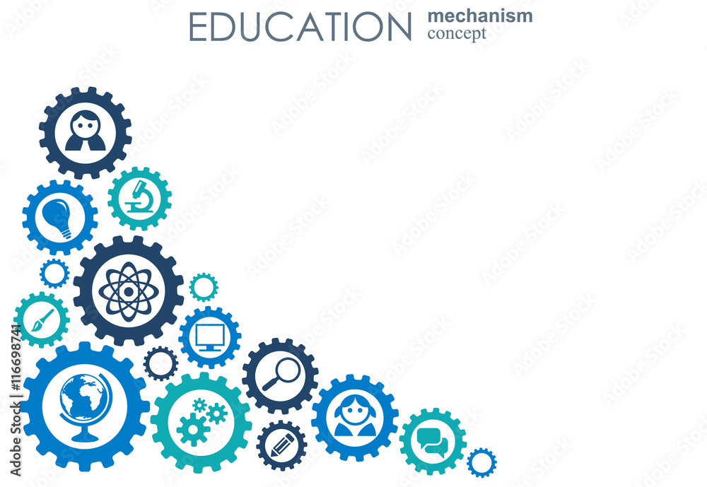 Education network. Hexagon abstract background with lines, polygons ...