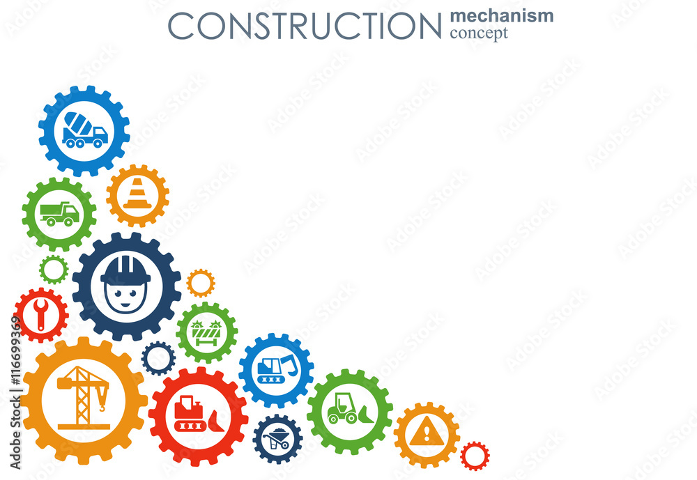 Construction network. Hexagon abstract background with lines, polygons ...
