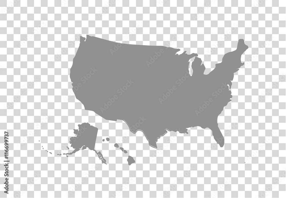 Blank similar USA map isolated on white background. United States of ...