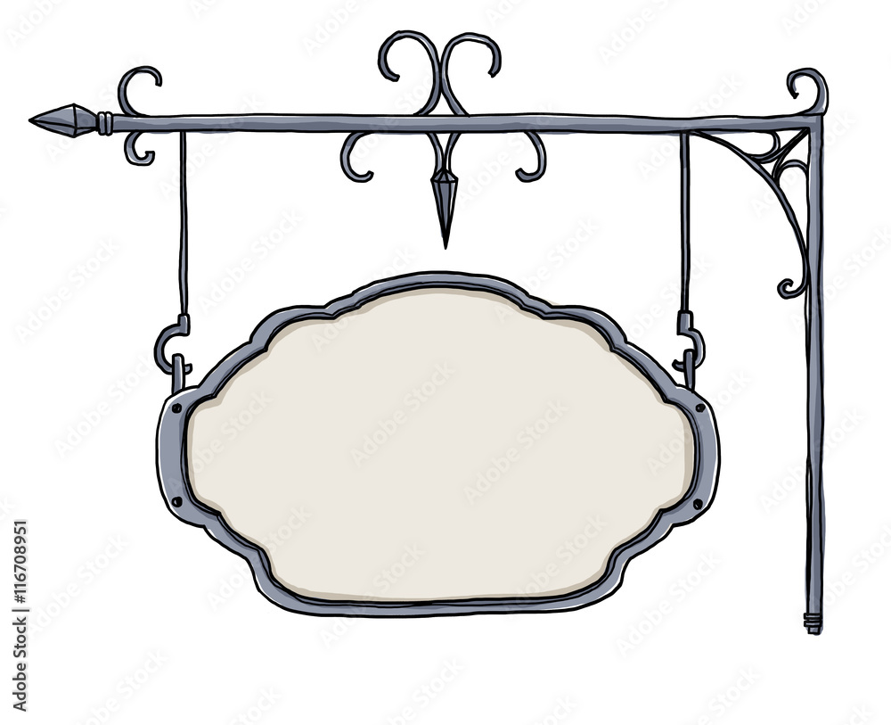 vintage blank shop sign hand drawn cute art illustration Stock ...