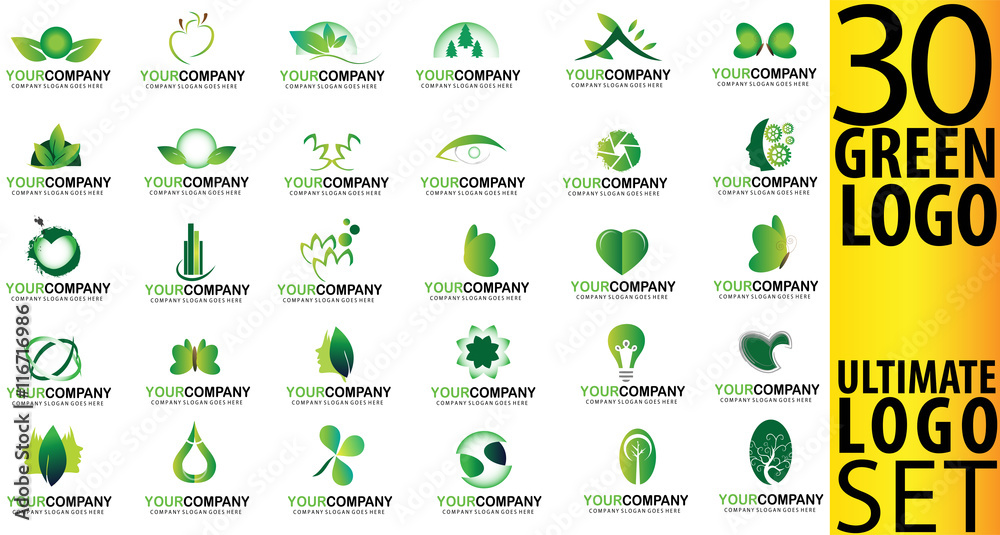Green logo set Stock Vector | Adobe Stock