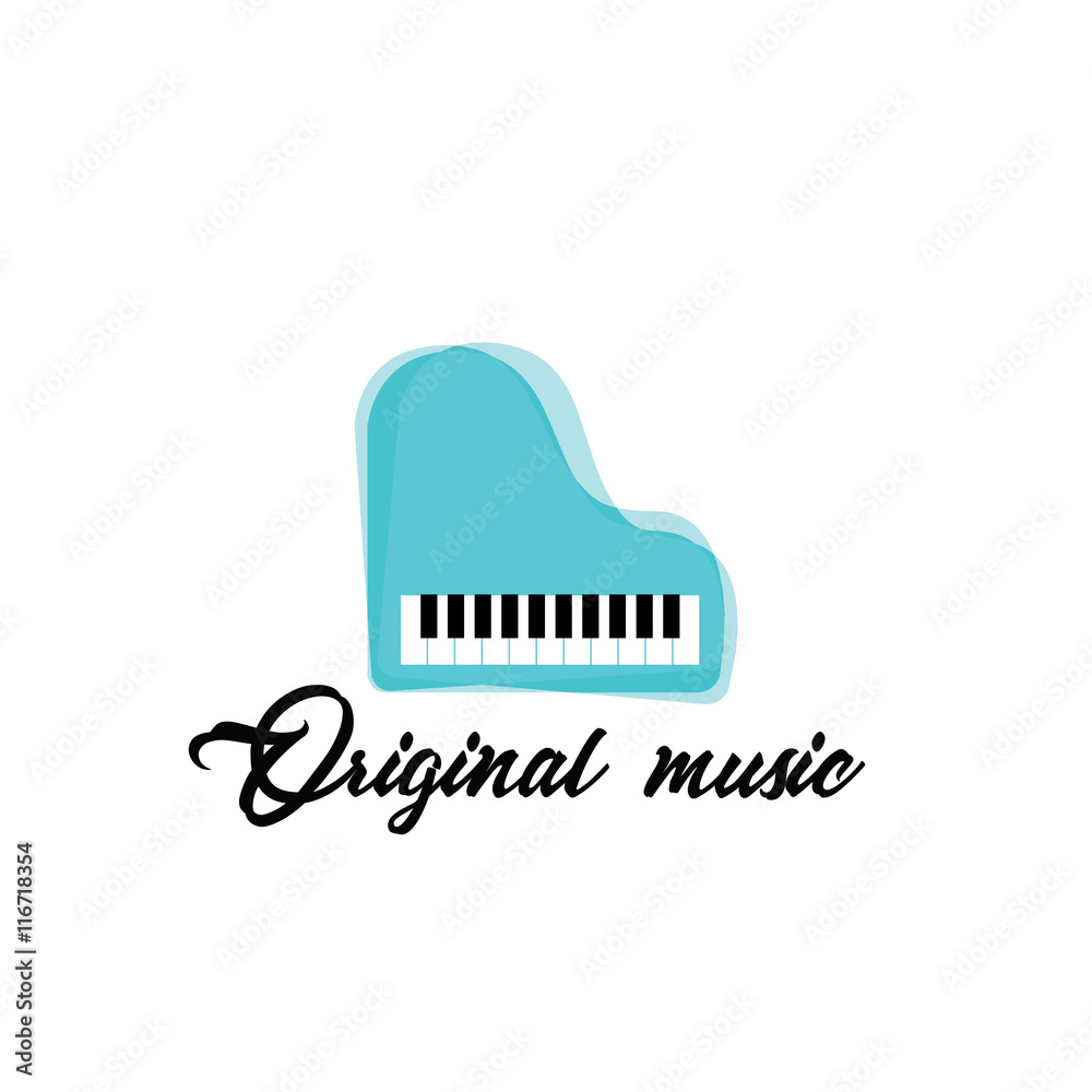 Blue music piano logo.Color music template. Musical instrument logo ...