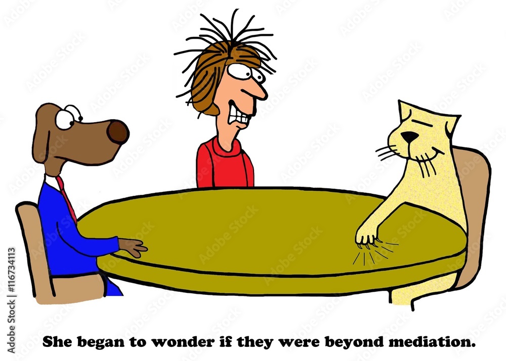 Business cartoon about being beyond mediation. Stock-Illustration ...