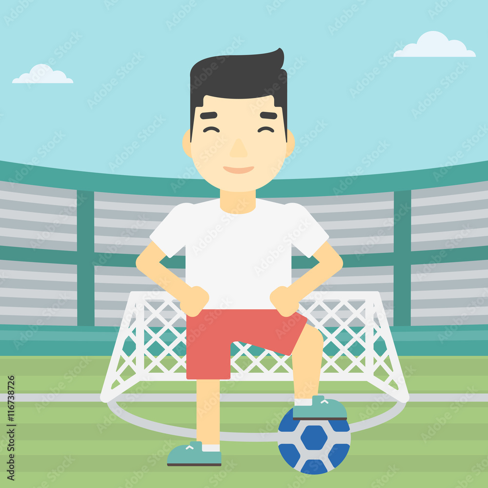 Football player with ball vector illustration. Stock Vector | Adobe Stock