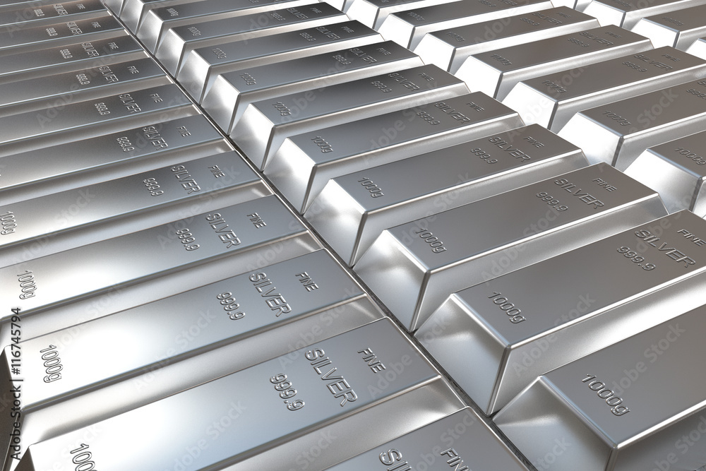 rows of rendered silver bars Stock Illustration | Adobe Stock