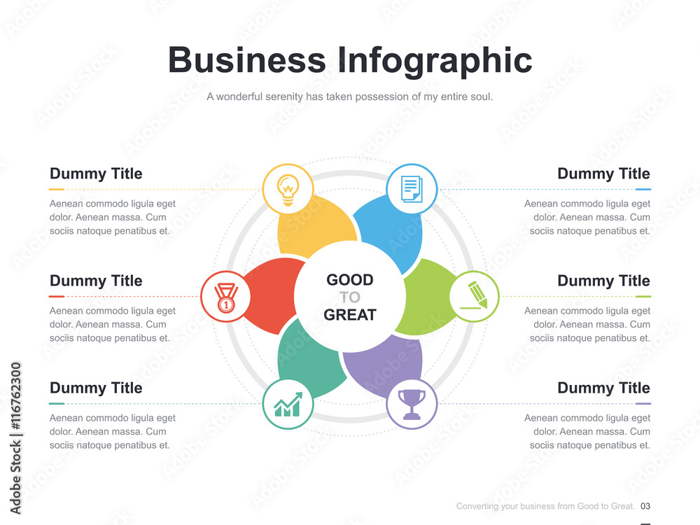 Flat business presentation vector slide template with diagram chart ...