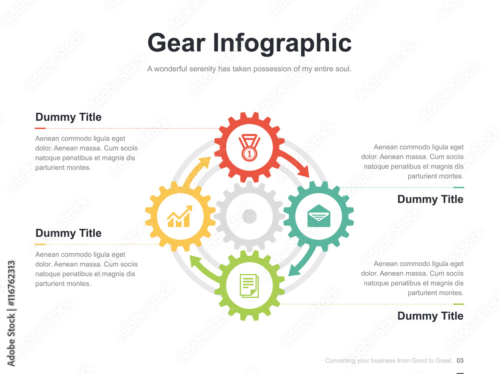 Flat business presentation vector slide template with diagram chart ...