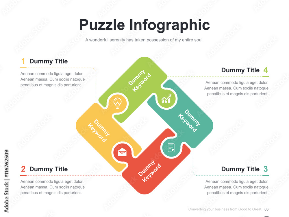 Flat business presentation vector slide template with diagram chart ...
