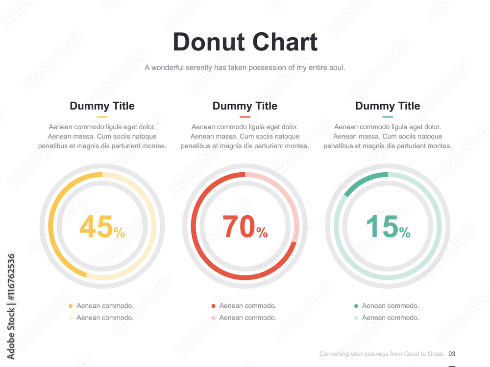 Flat business presentation vector slide template with diagram chart ...