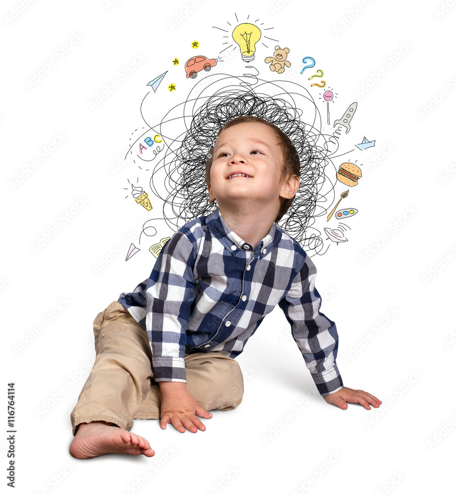 Little boy thinking Stock Photo | Adobe Stock