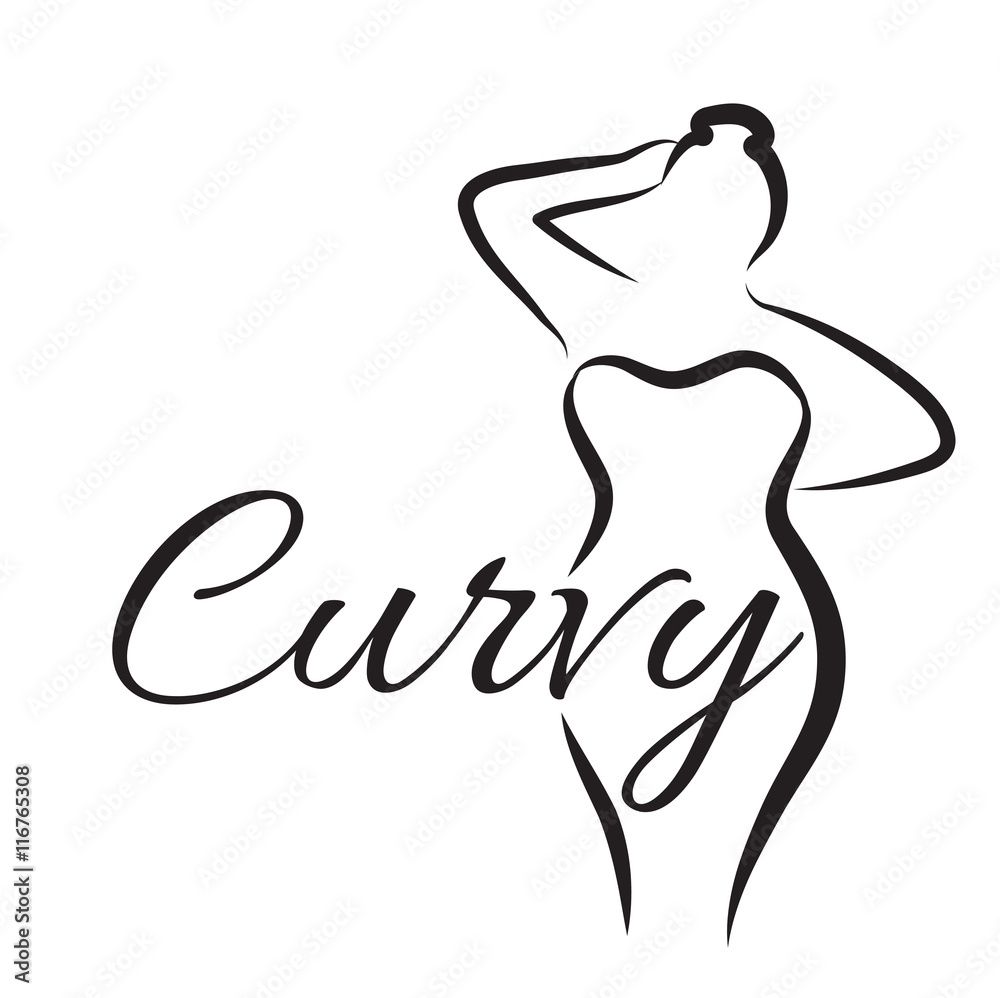Logo plus size woman. Curvy woman symbol, logo. Vector illustration ...