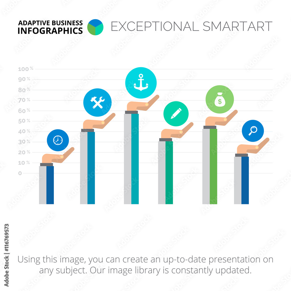 Hands Bar Chart Infographic Template Stock Vector | Adobe Stock