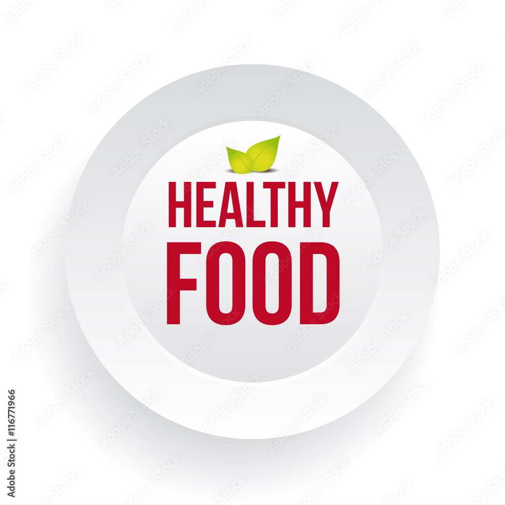 Healthy Food sign on plate vector Stock Vector | Adobe Stock