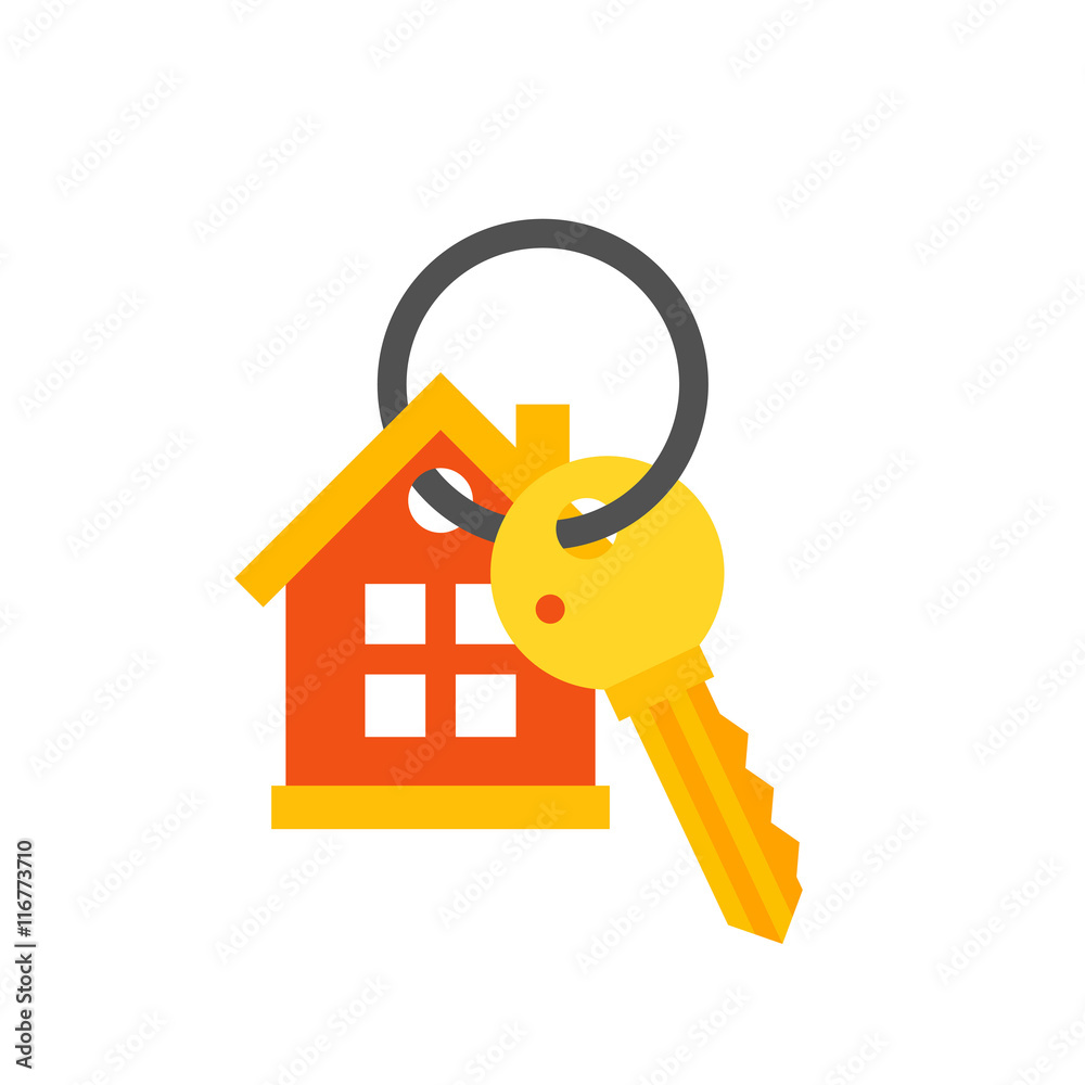 House Keyring and Key Icon Stock Vector | Adobe Stock