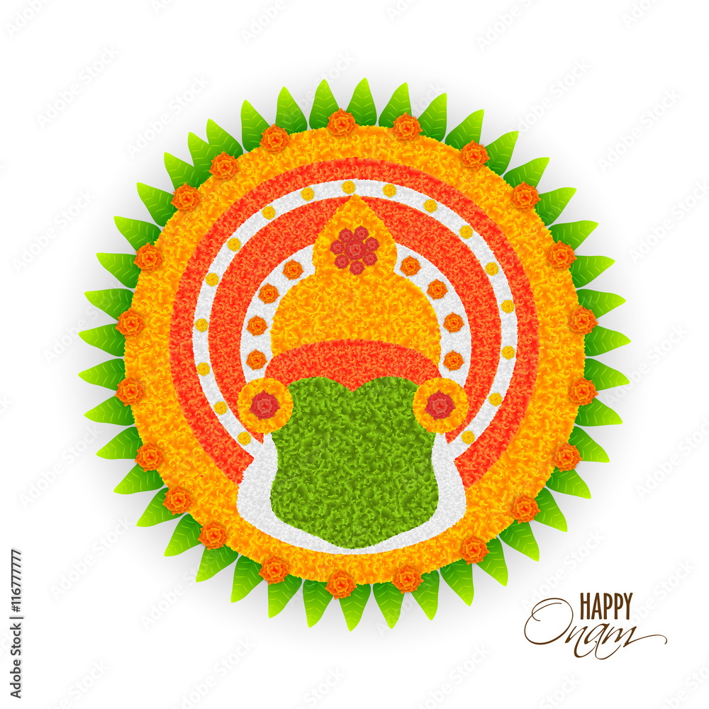Kathakali Dancer Face with Rangoli for Onam. Stock Vector | Adobe Stock