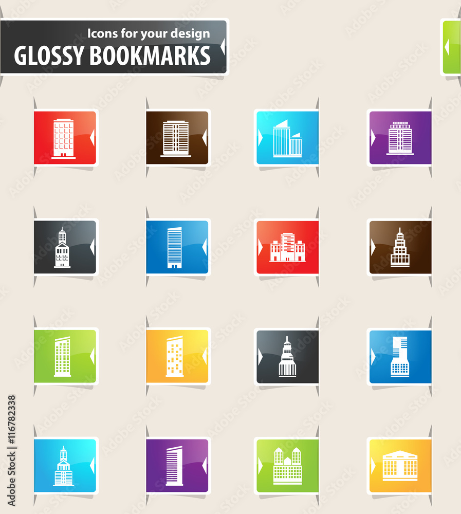 Buildings icons set Stock Vector | Adobe Stock