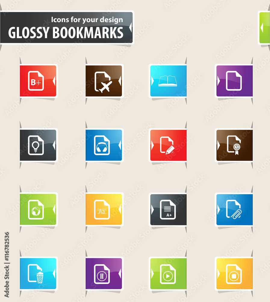 Documents Bookmark Icons Stock Vector | Adobe Stock
