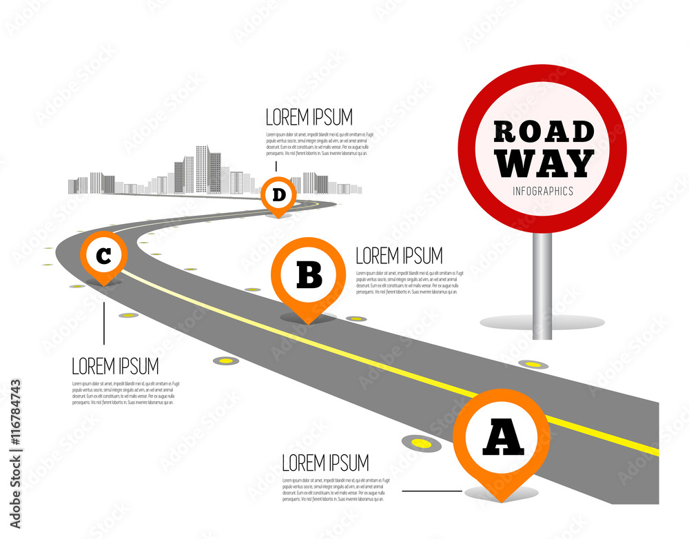 Road way design infographics. Stock Vector | Adobe Stock