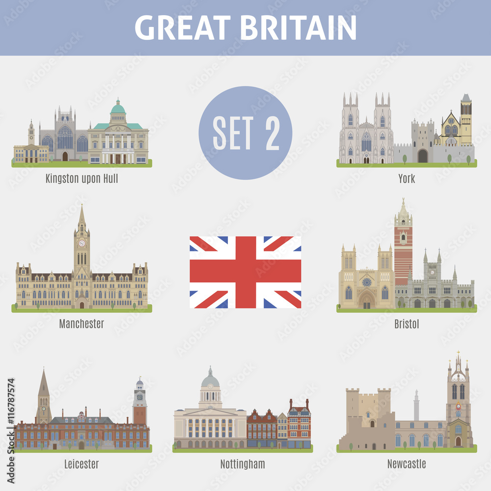 Famous Places cities in the UK Stock Vector | Adobe Stock