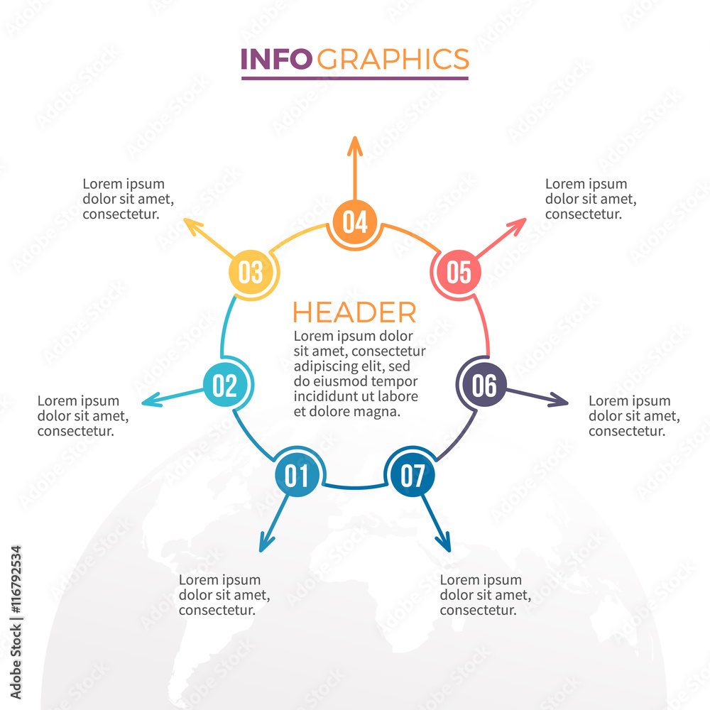 Linear infographics. Minimalistic chart, diagram with 7 steps. Stock ...