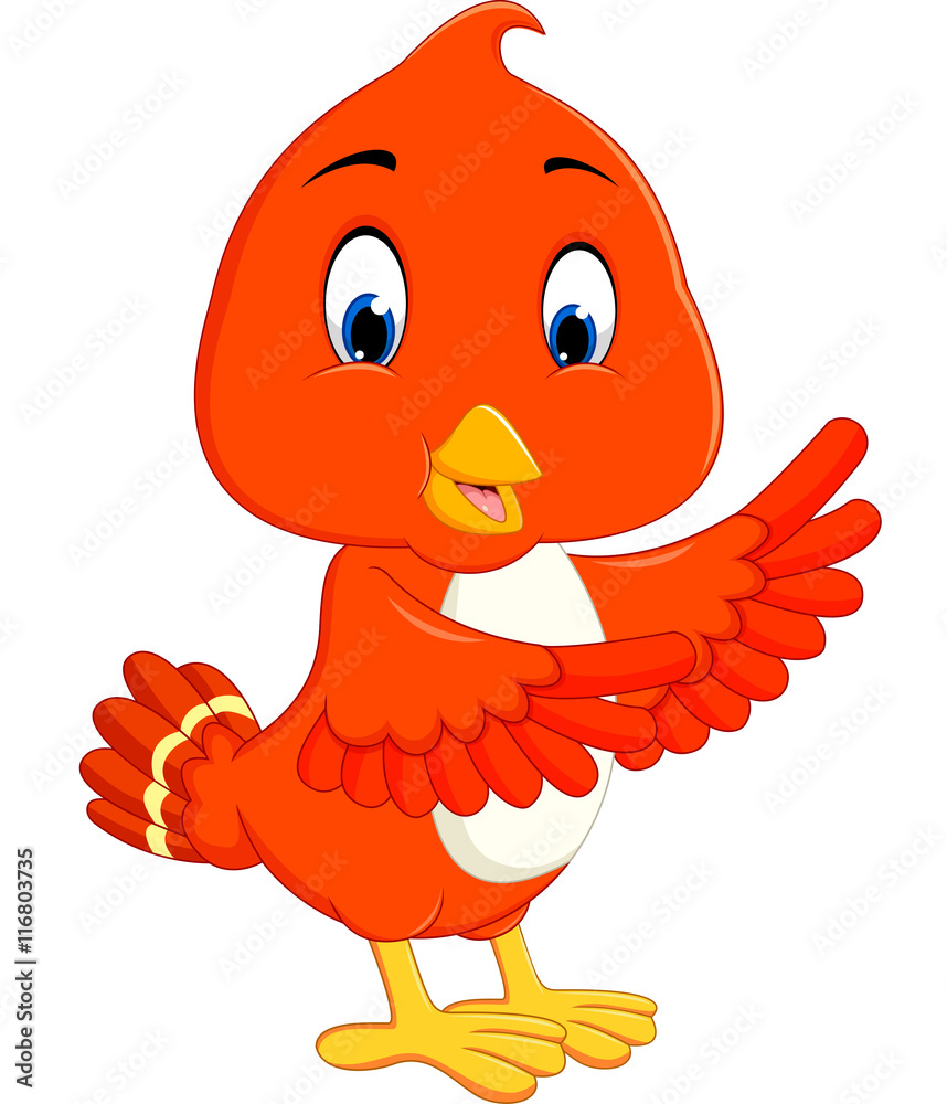 Cute orange bird cartoon Stock Vector | Adobe Stock