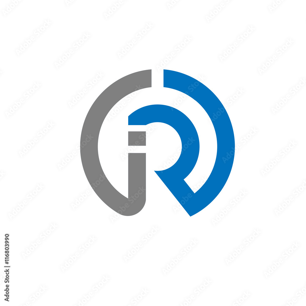 letter IR with circle creative logo concept, innovative IR letter icon ...