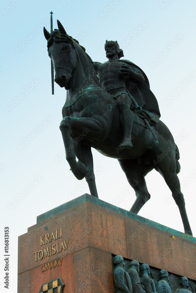Closeup of King Tomislav (first Croatian king) statue in Zagreb ...