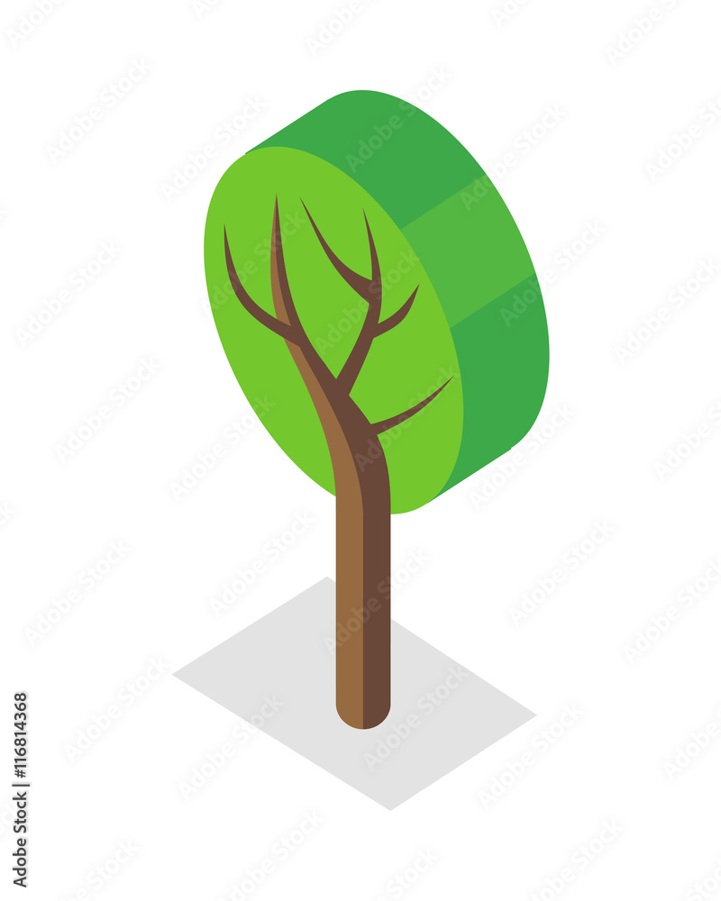 Tree Illustration in Isometric Projection. Stock Vector | Adobe Stock