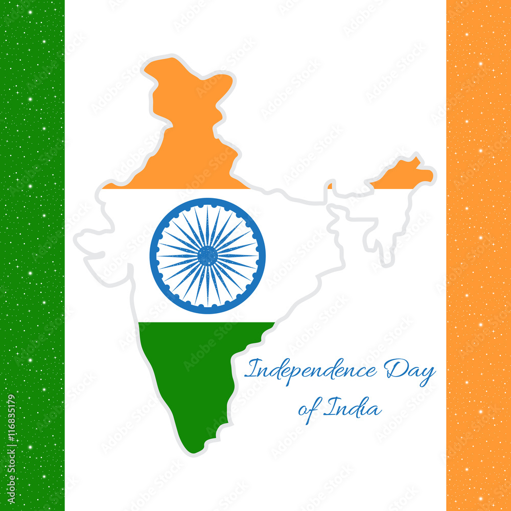 Indian Independence Day. Map of India in the state flag colors Stock ...