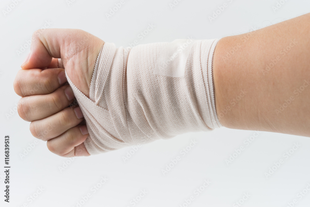 hand bone broken from accident with arm splint Stock Photo | Adobe Stock