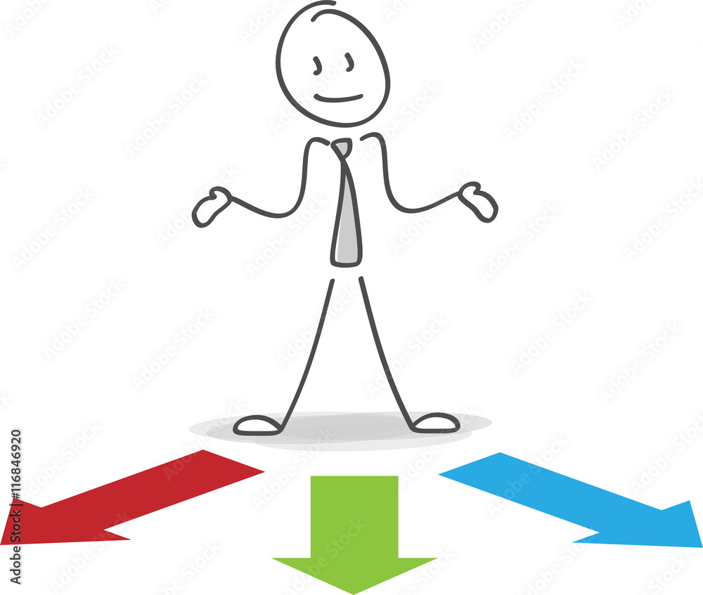 3d Strichmännchen Muss Sich Für Einen Weg Entscheiden - Stock ...