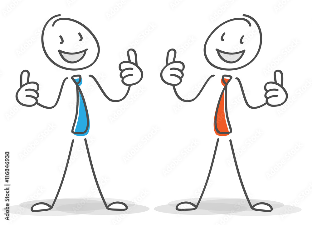 zwei Strichmännchen freuen sich über den Erfolg Stock-Vektorgrafik ...