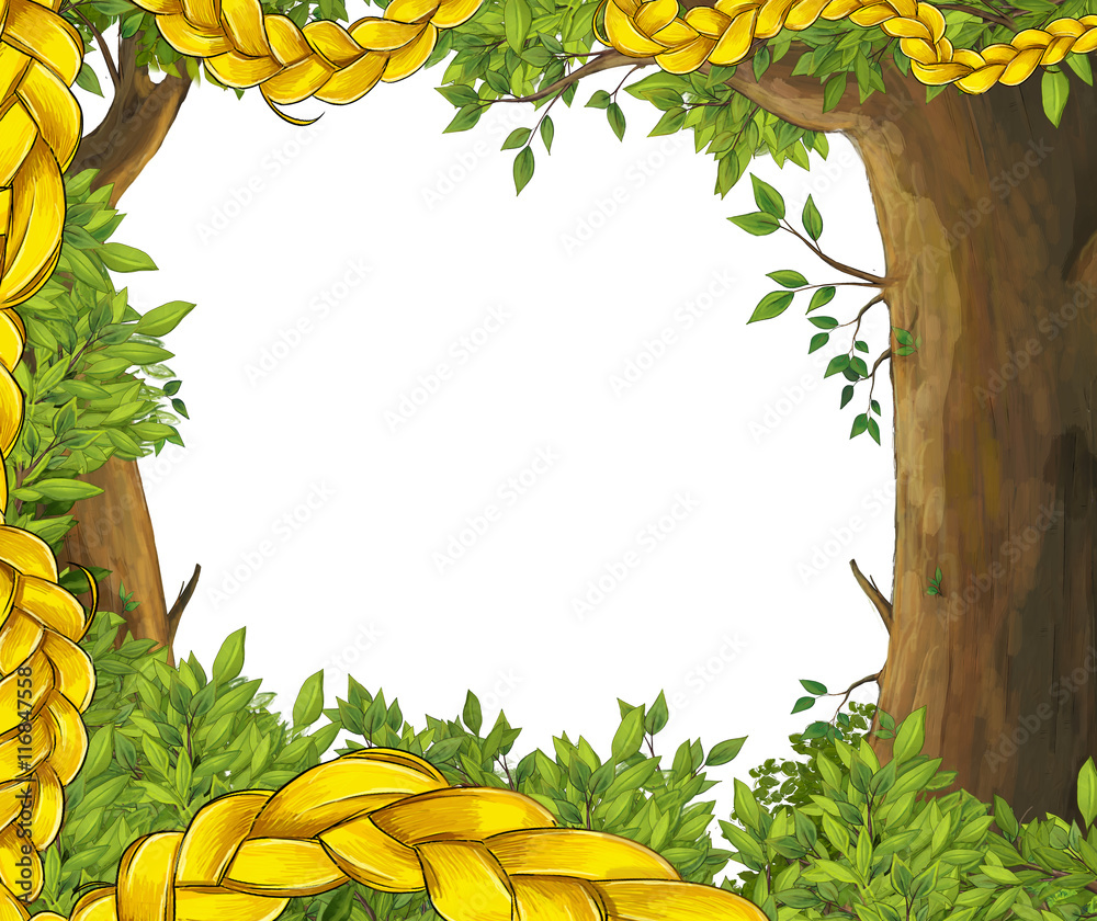 Cartoon scene of forest - border - stage for different usage ...