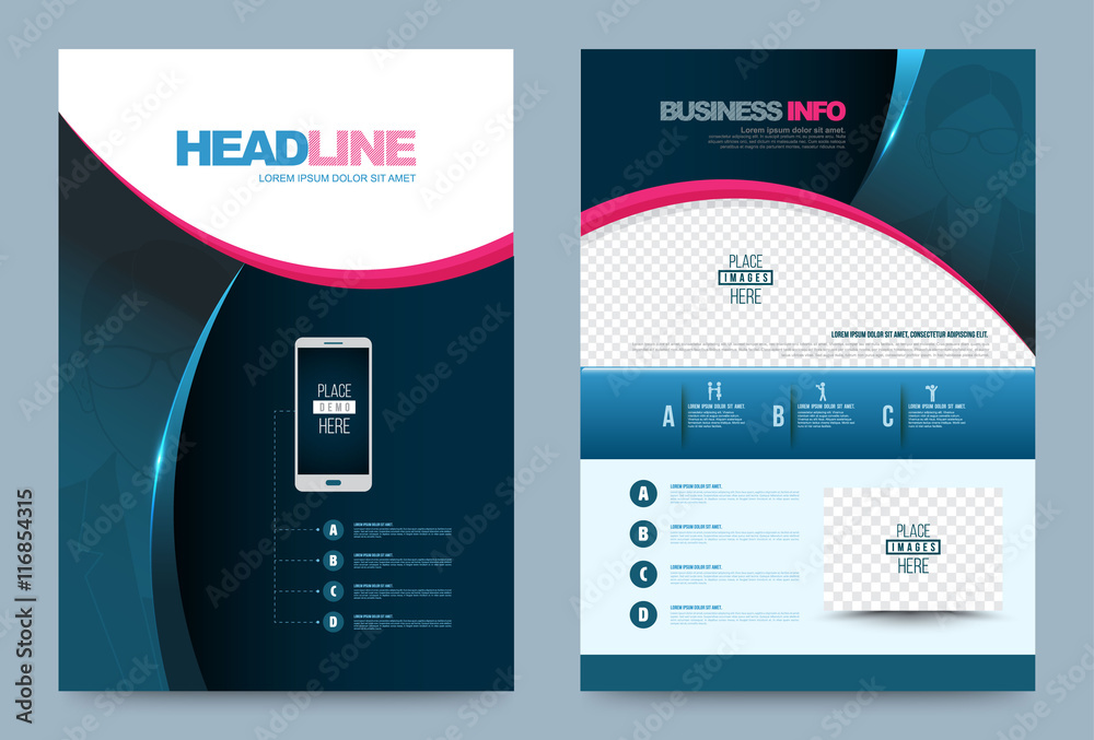 Annual report brochure flyer design template vector curve style ...