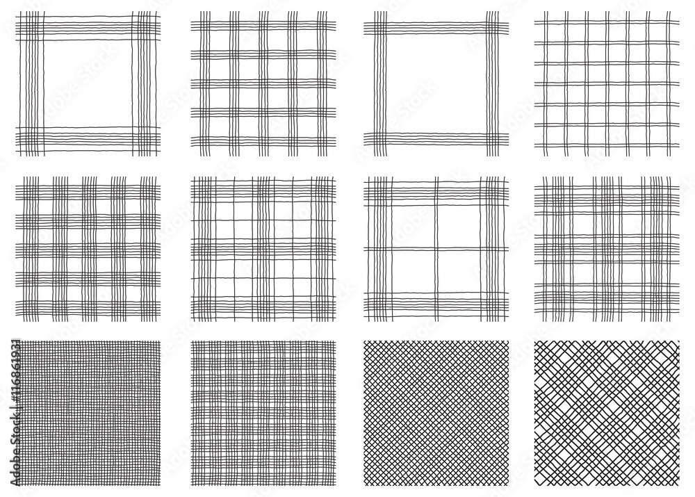 Set of Tartan patterns. Vector seamless backgrounds with Textured ...