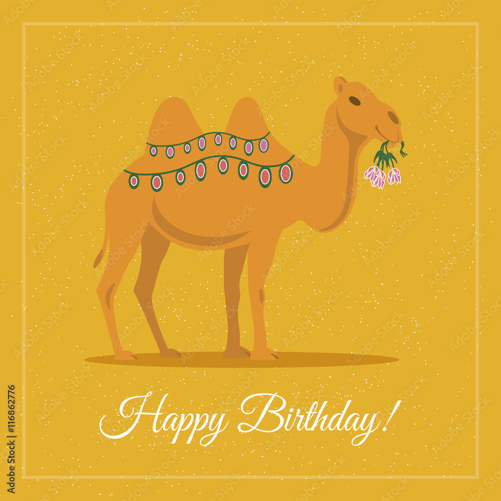 Camel with Flowers Stock Vector | Adobe Stock