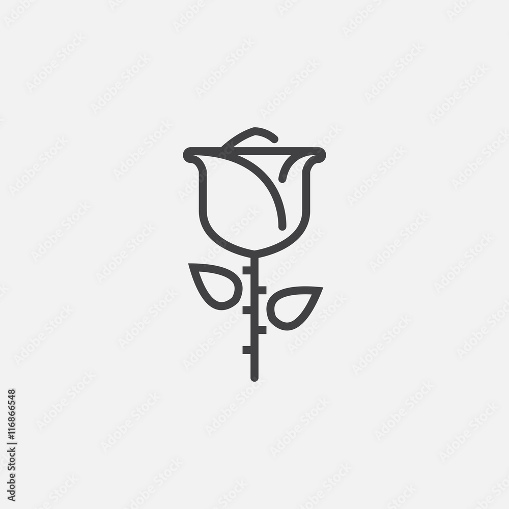 rose line icon, flower outline vector logo illustration, linear ...