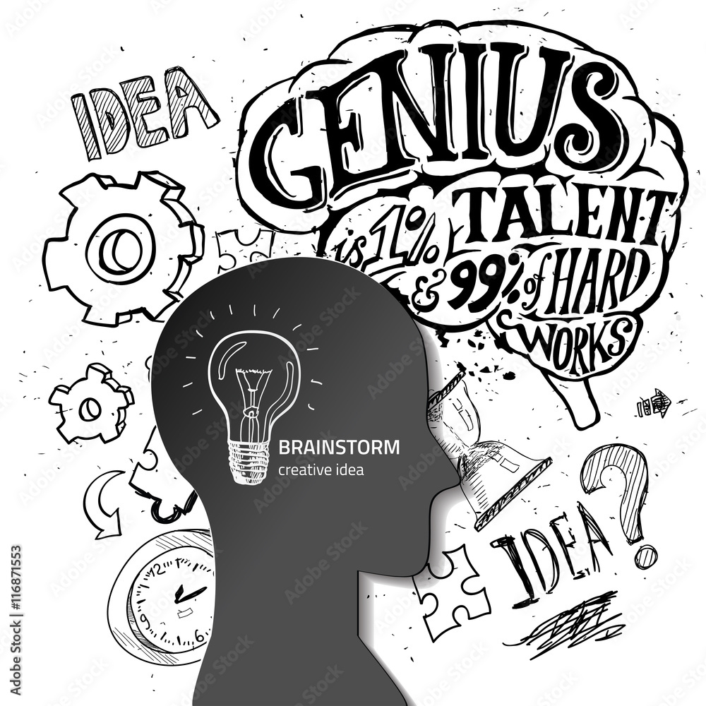 Set of thinking doodles elements Stock Vector | Adobe Stock