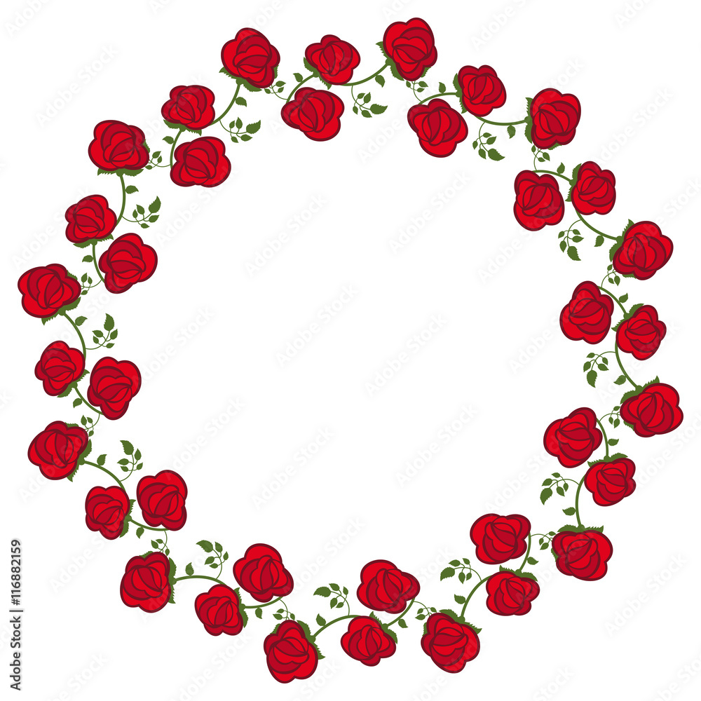 Round frame with red roses. Vector clip art. Stock Vector | Adobe Stock