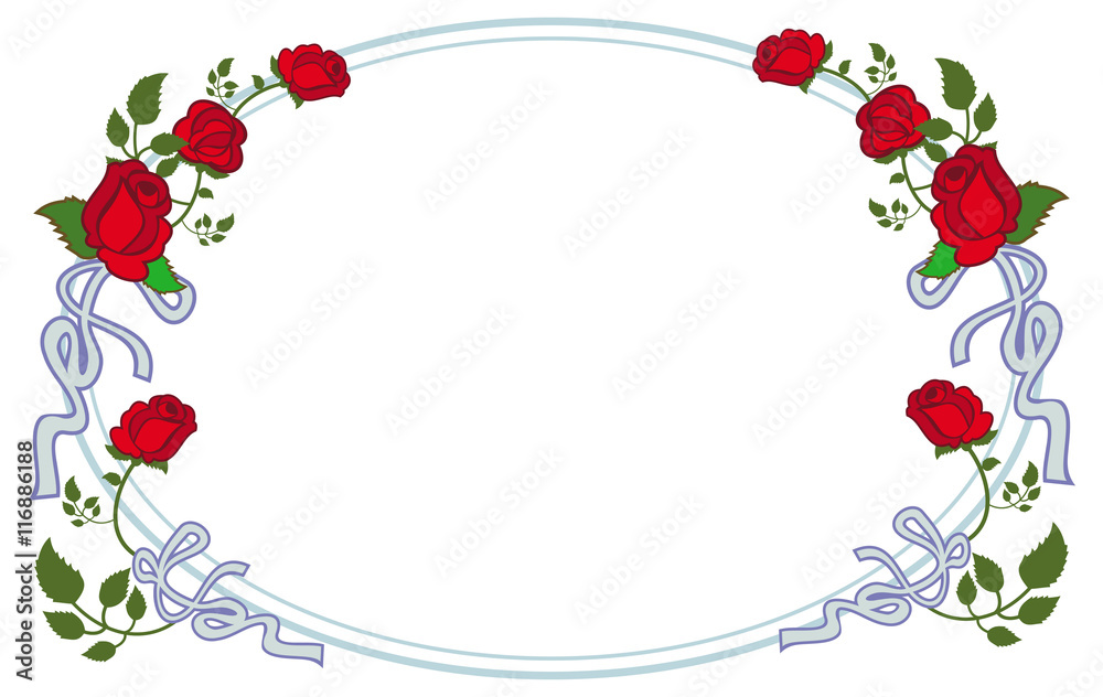 Oval frame with red roses. Vector clip art. Stock Vector | Adobe Stock