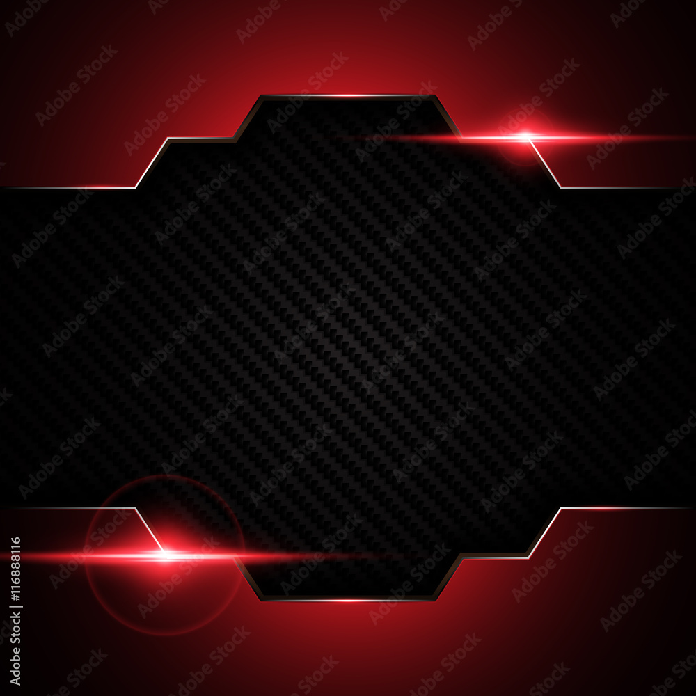 abstract metallic black red frame on carbon kevlar texture pattern tech ...