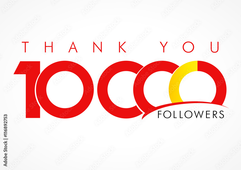 Thank you 10000 followers logo. The vector thanks card for network ...