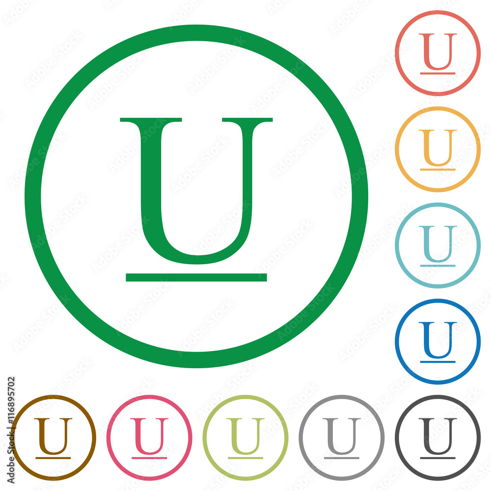 Underlined font type outlined flat icons Stock Vector | Adobe Stock