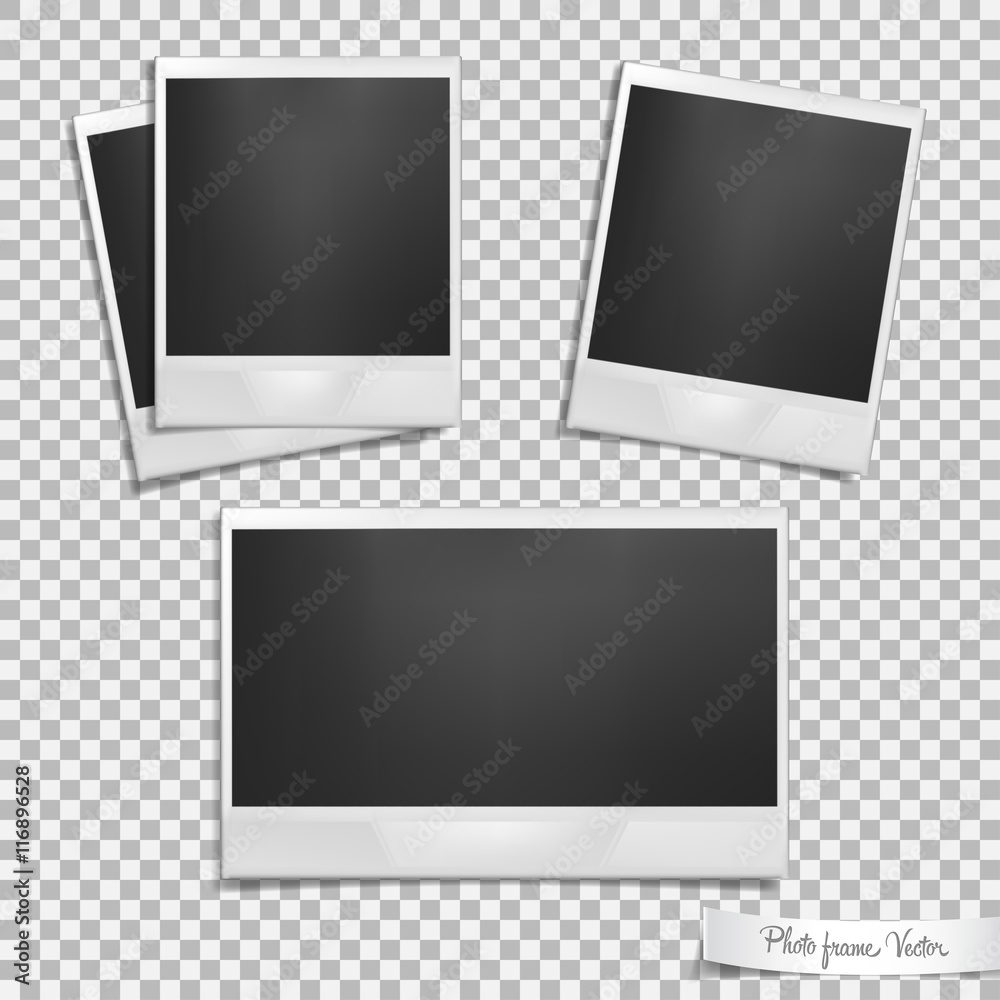 Set of photo frames on transparent background. Isolated template with ...